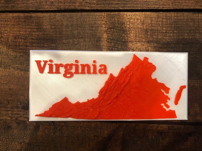 Virginia State 3D Printed Topographic Map Model College - Etsy