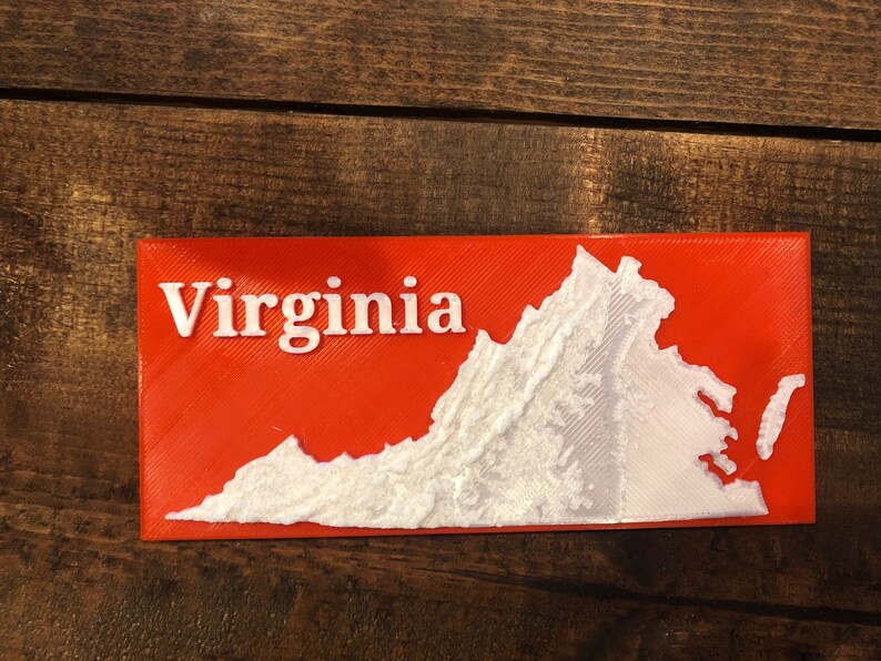 Virginia State 3D Printed Topographic Map Model College - Etsy