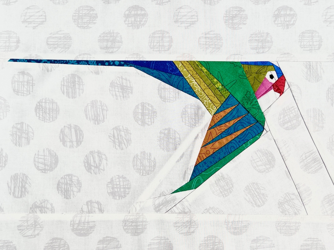 FPP Pattern Parakeet in Flight, Foundation Paper Piecing Quilt Pattern ...