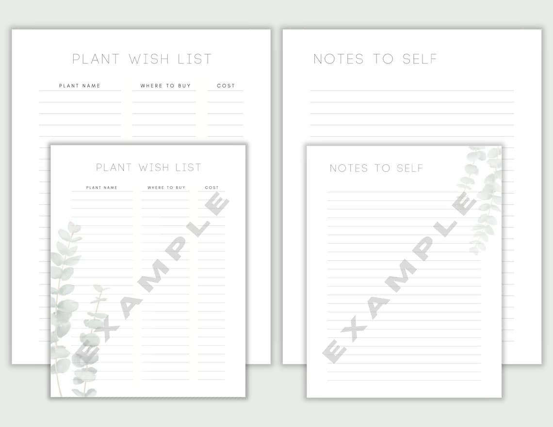 Black and White Minimal Plant Journal Printable, B&W Houseplant Planner ...
