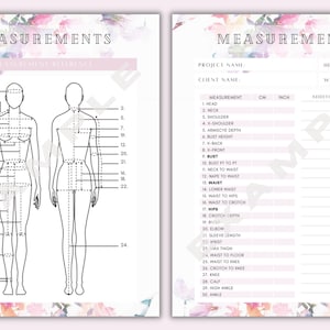 Sewing Planner, Sewing Journal, PDF Printable, Body Measurements Chart ...