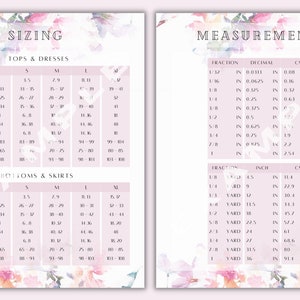 Sewing Planner, Sewing Journal, PDF Printable, Body Measurements Chart ...