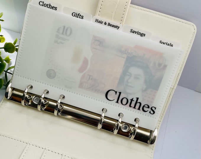 A6 White Divider Envelopes, Minimalist Tabbed Cash Wallets, Set of 5 ...