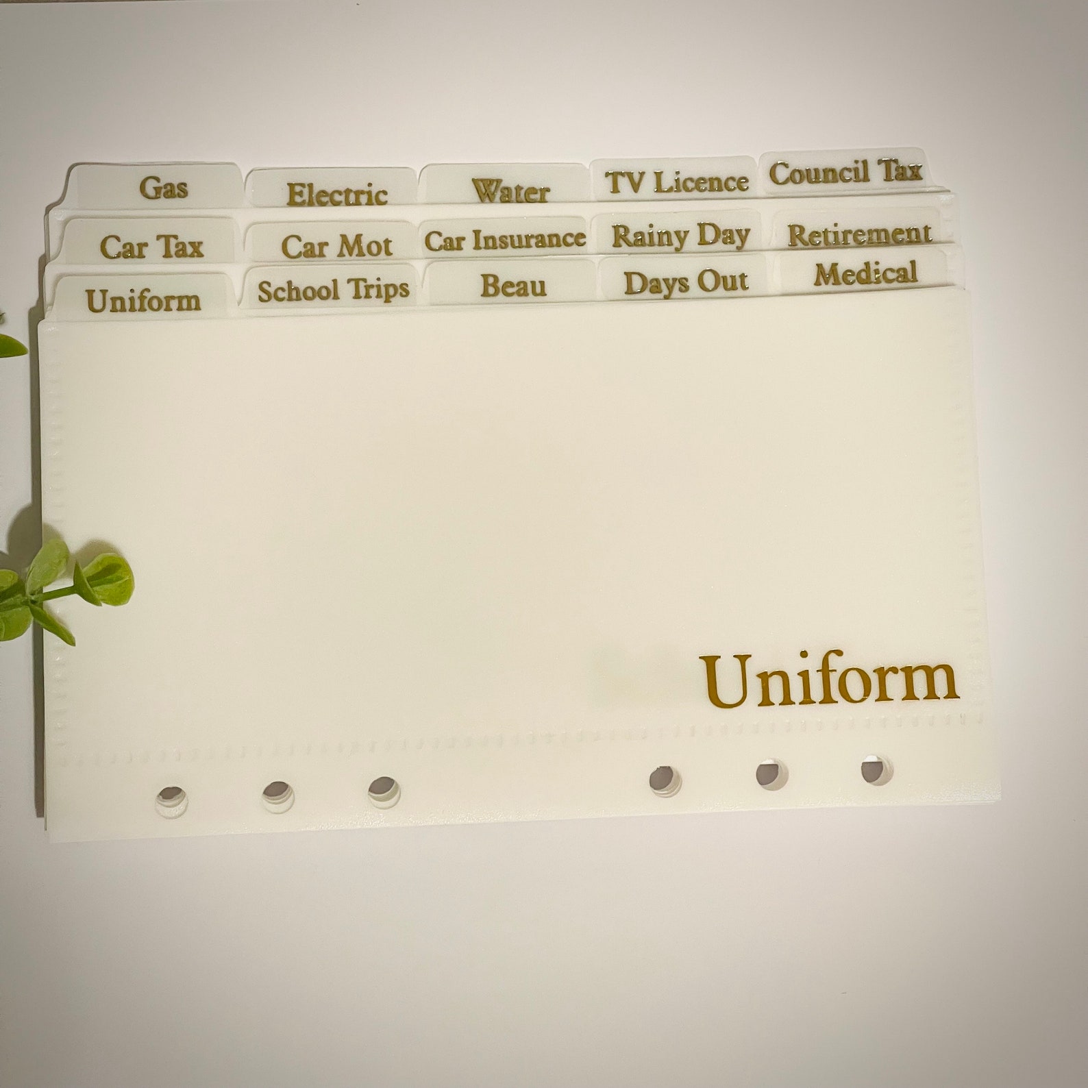 A6 White Divider Envelopes, Minimalist Tabbed Cash Wallets, Set of 5 ...