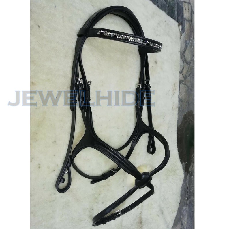 Figure 8 / Mexican Bridle Without D-ring Fully Padded Crystal Browband ...
