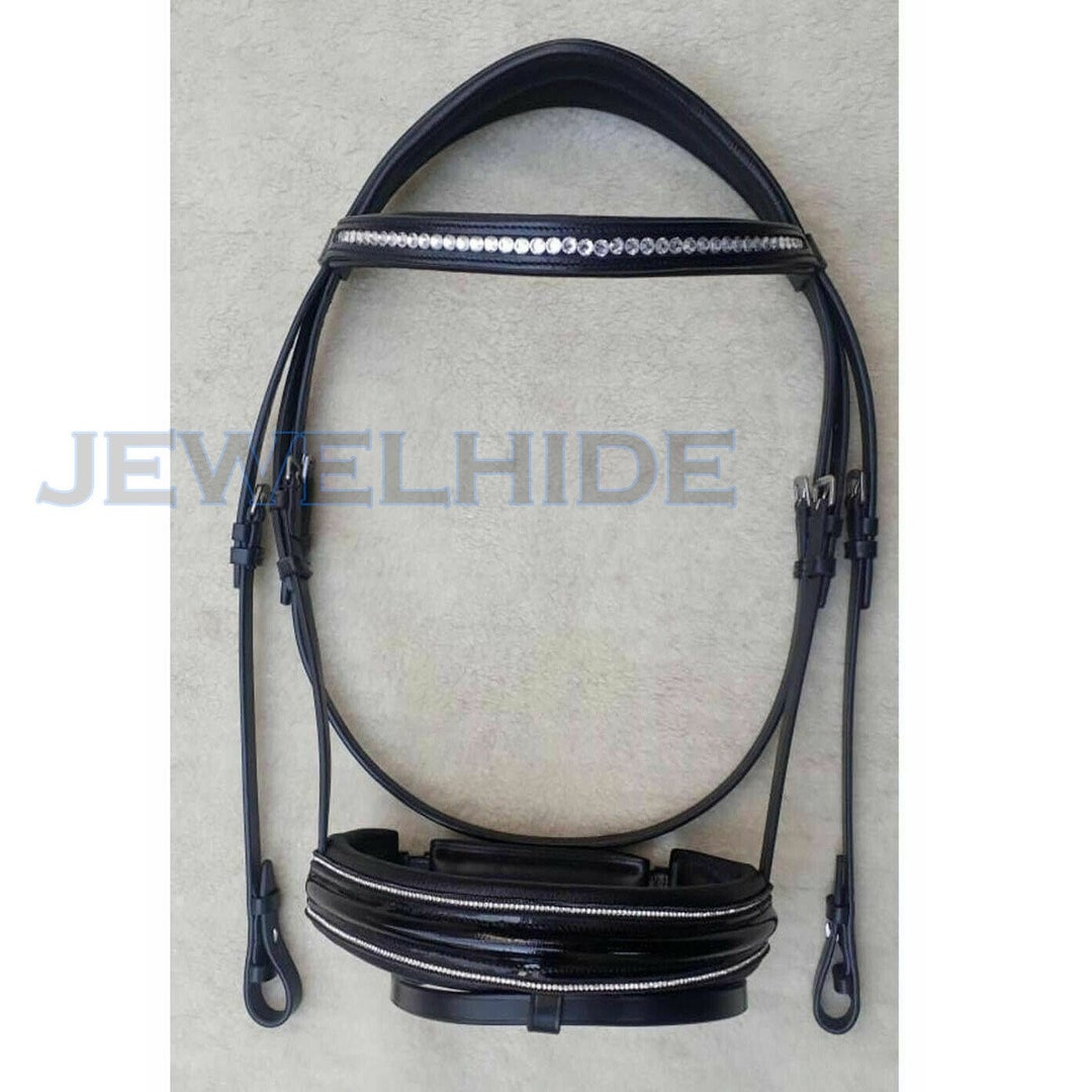 Leder Pferd Bridle mit All Clear Stirnband und Kristall Dekor Nasenband ...