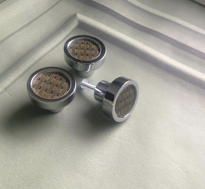 Polished Chrome, Vintage Art Deco Design, Cupboard Knob / Drawer or ...