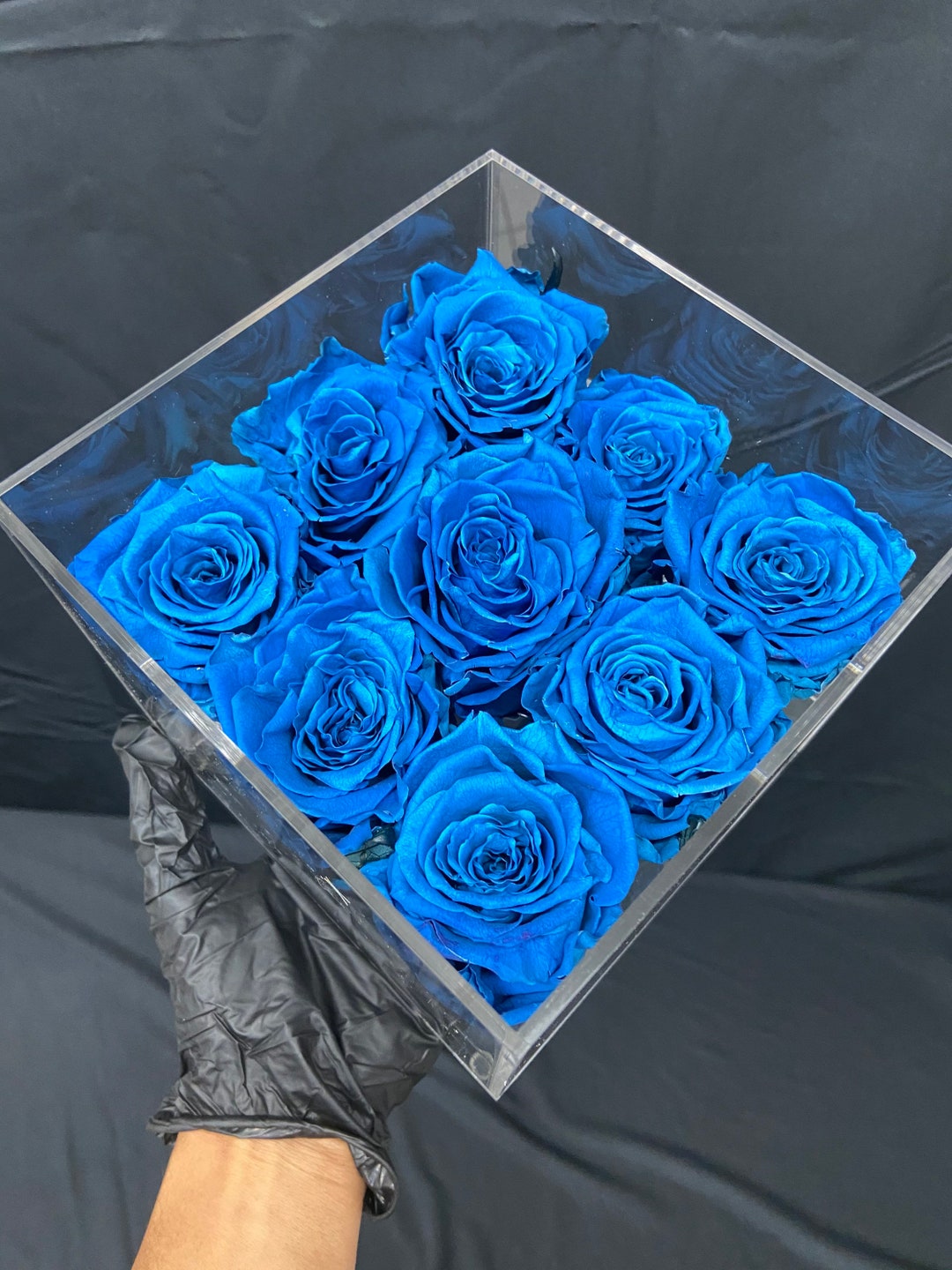Natural Preserved Blue Roses Acrylic Box - Etsy