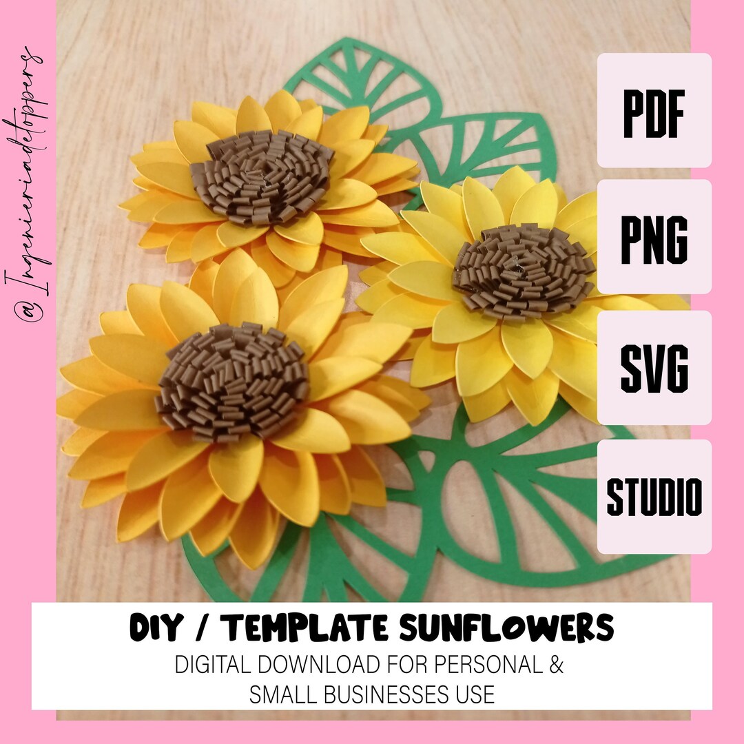 Sunflower Templates - Diy Sunflowers - Digital Template for Making ...