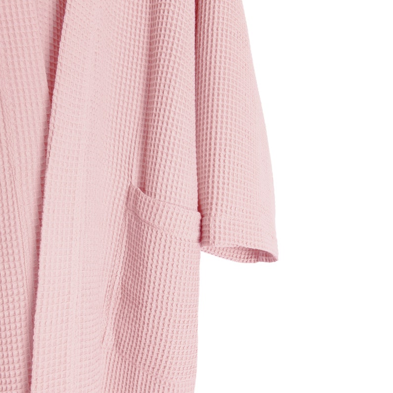 Pink Cotton Bathrobe, Cozy Soft Robe With Pockets, Sustainable Eco ...