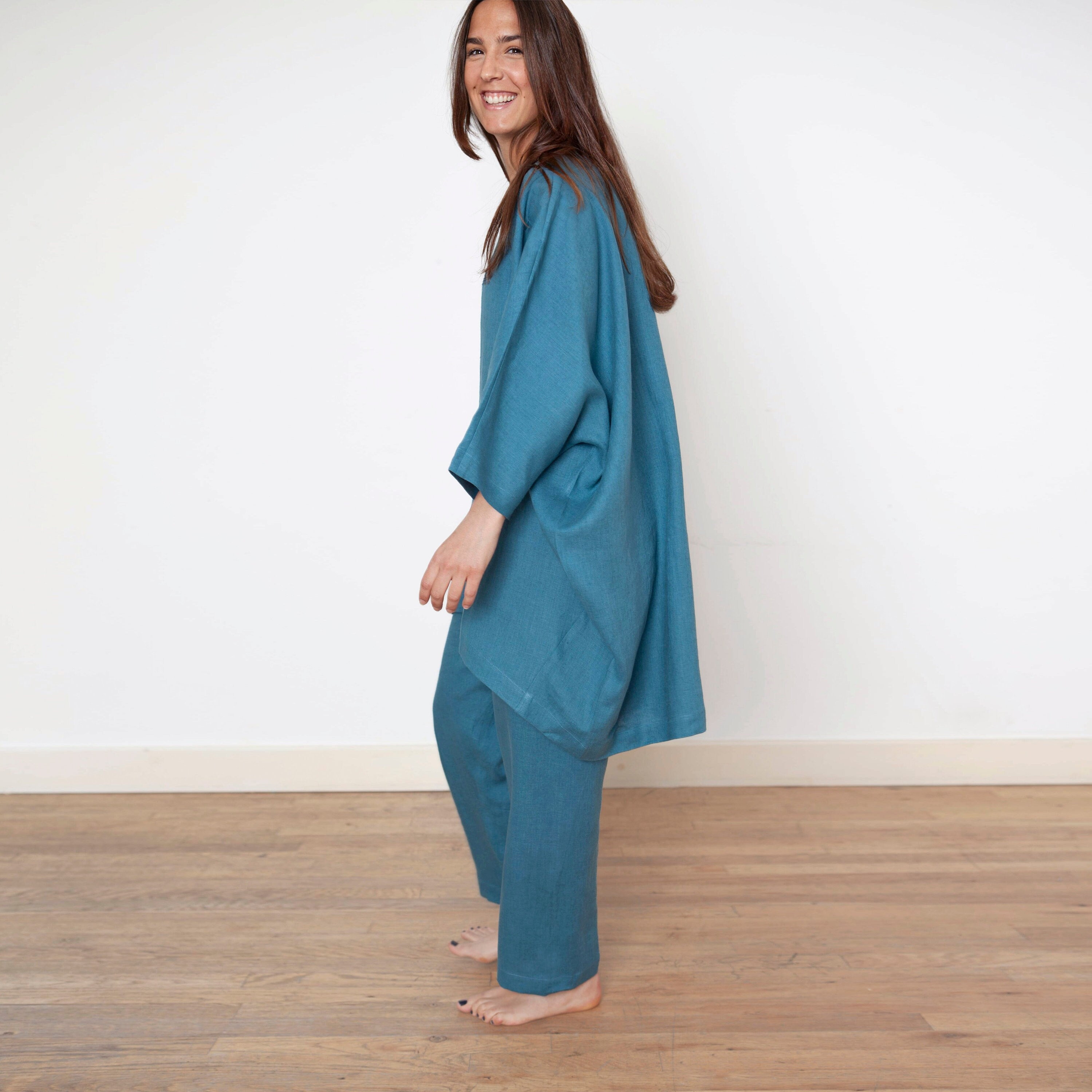 Blue Magnolia Linen Set Oversized Linen Summer Outfit - Etsy