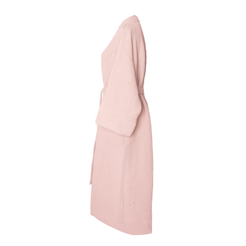 Pink Cotton Bathrobe, Cozy Soft Robe With Pockets, Sustainable Eco ...