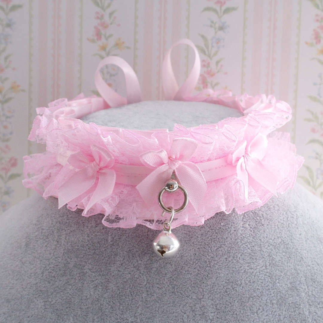 Sweet Baby Pink Choker Necklace , Kitten Pet Play Collar Gear , Lace ...