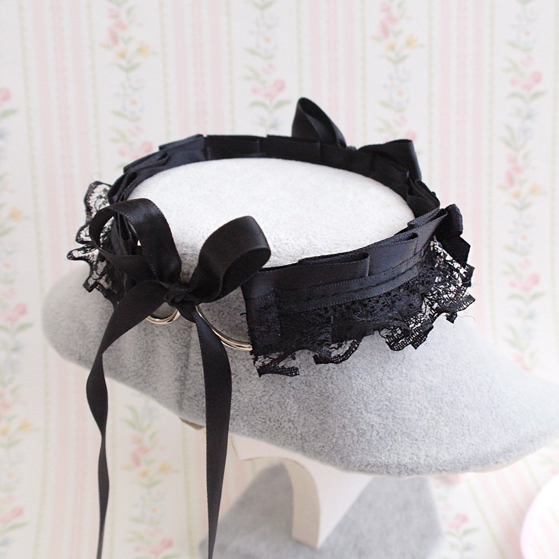 All Black Kitten Pet Play Collar Gear choker Necklace Lace - Etsy