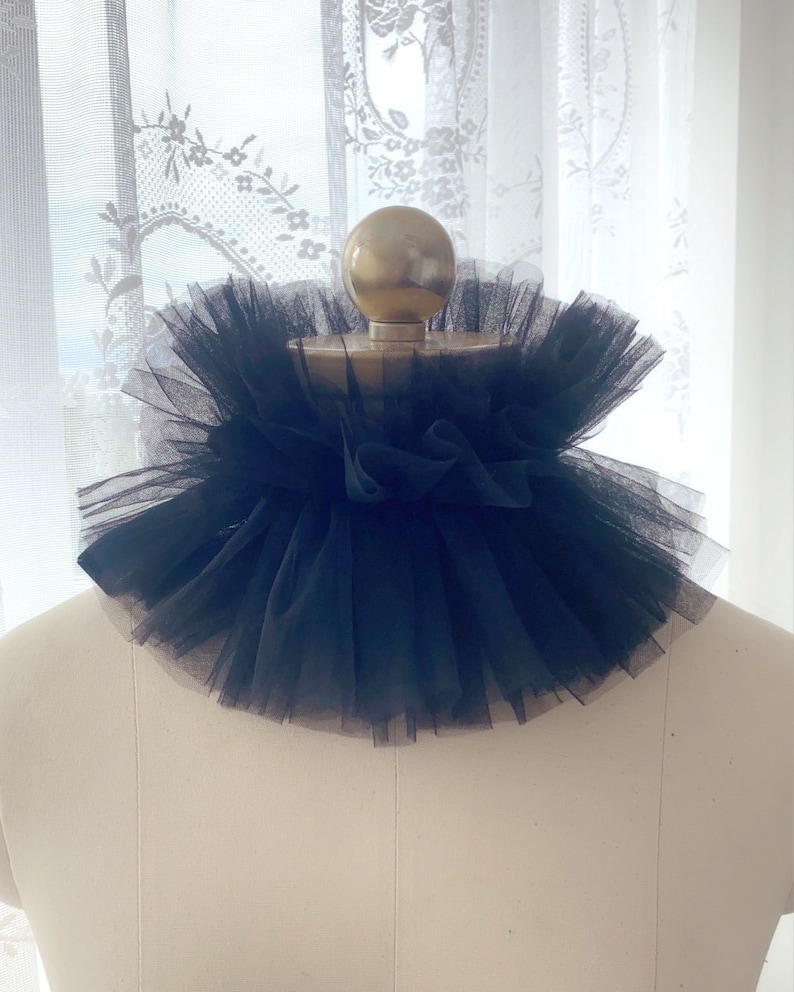 Elizabeth Black Tulle Lace Ruff Neck High Collar Detachable - Etsy UK
