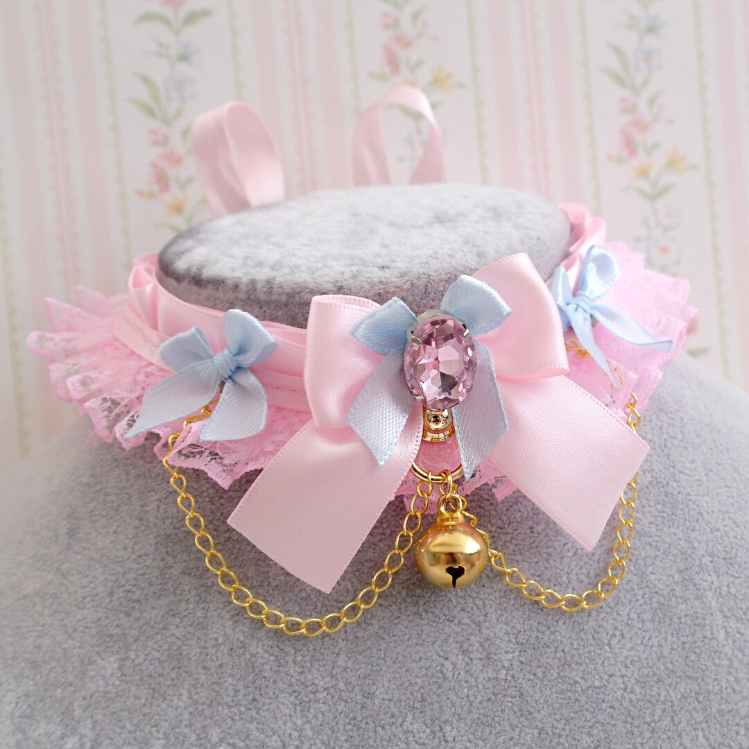 Baby Pink Choker Necklace Kitten Play Collar Light Blue - Etsy