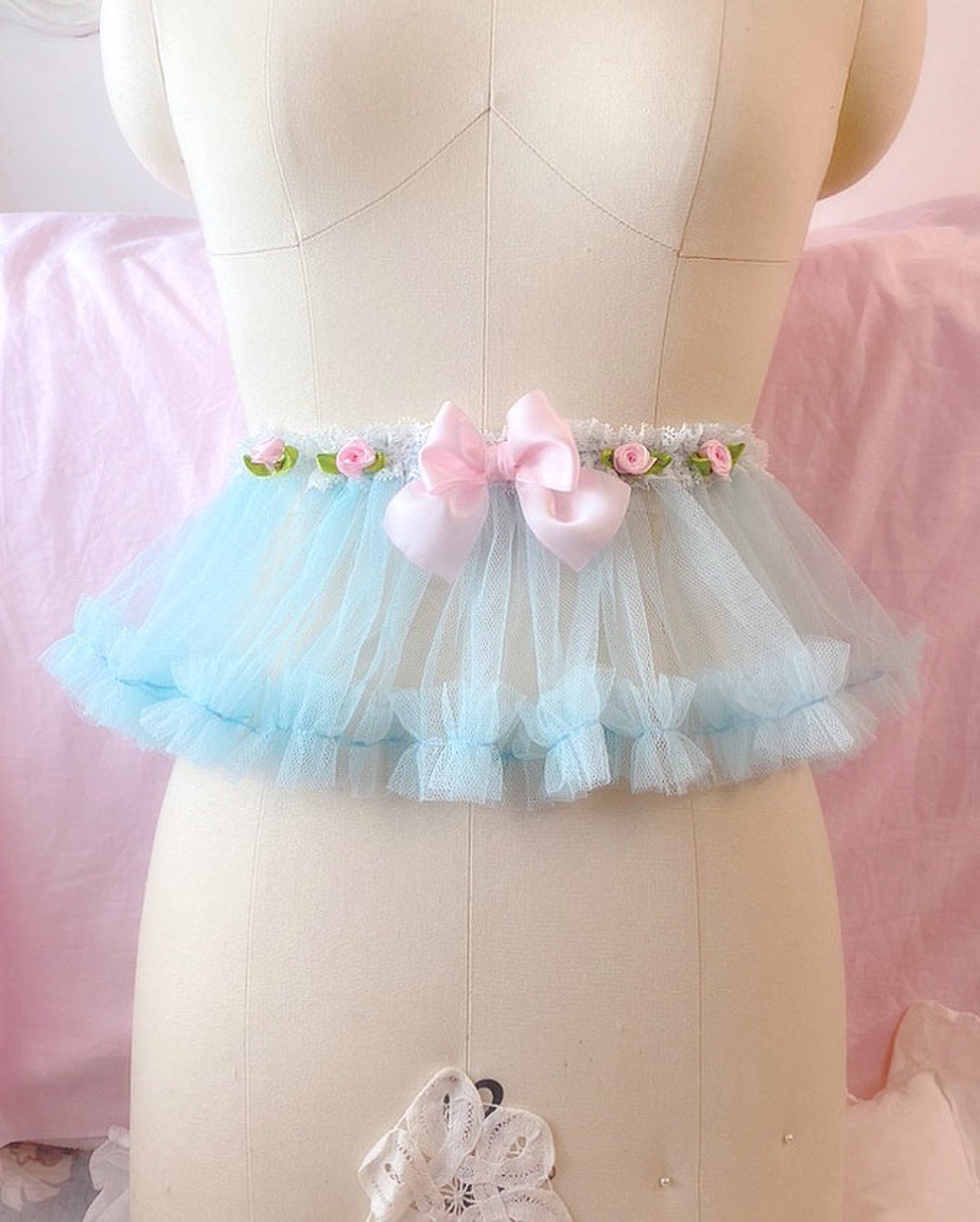 Baby Blue Tulle Corset Belt Little Waist Skirt Body Harness Corset ...