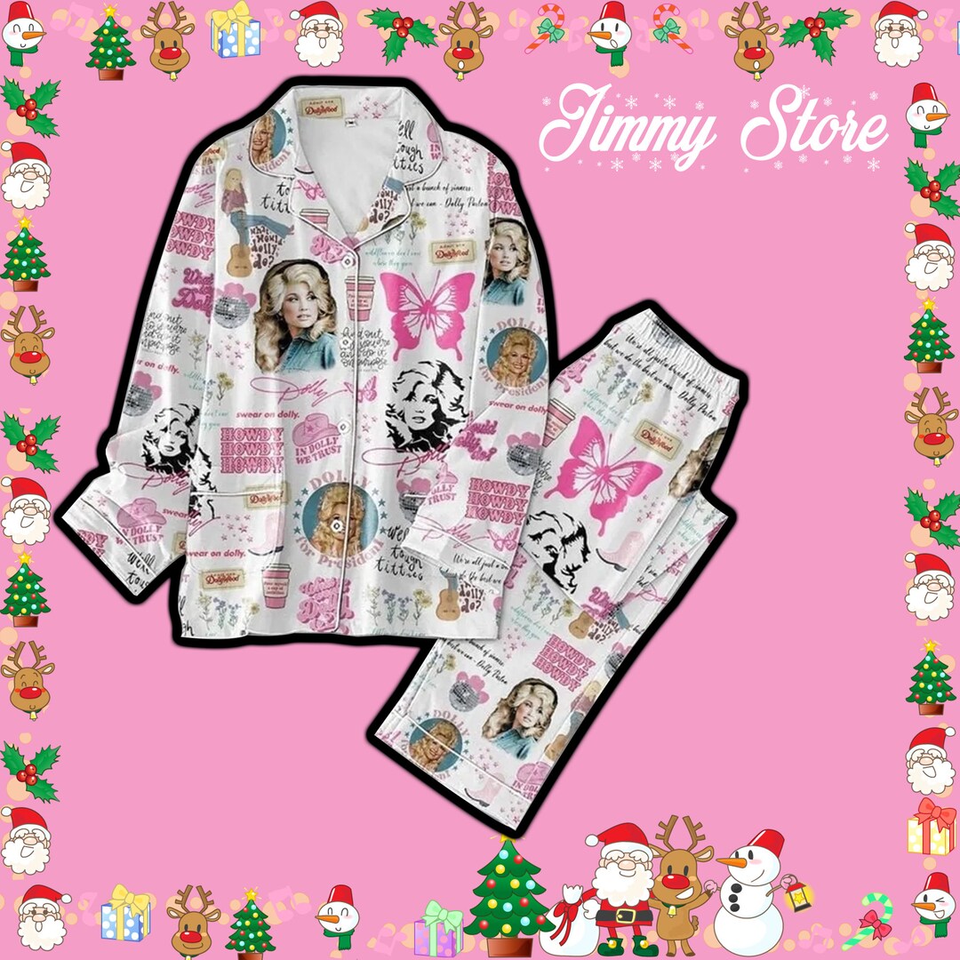 Happy Pajamas Set Gift, Have A Holly Dolly Christmas Pajamas Set, Retro ...