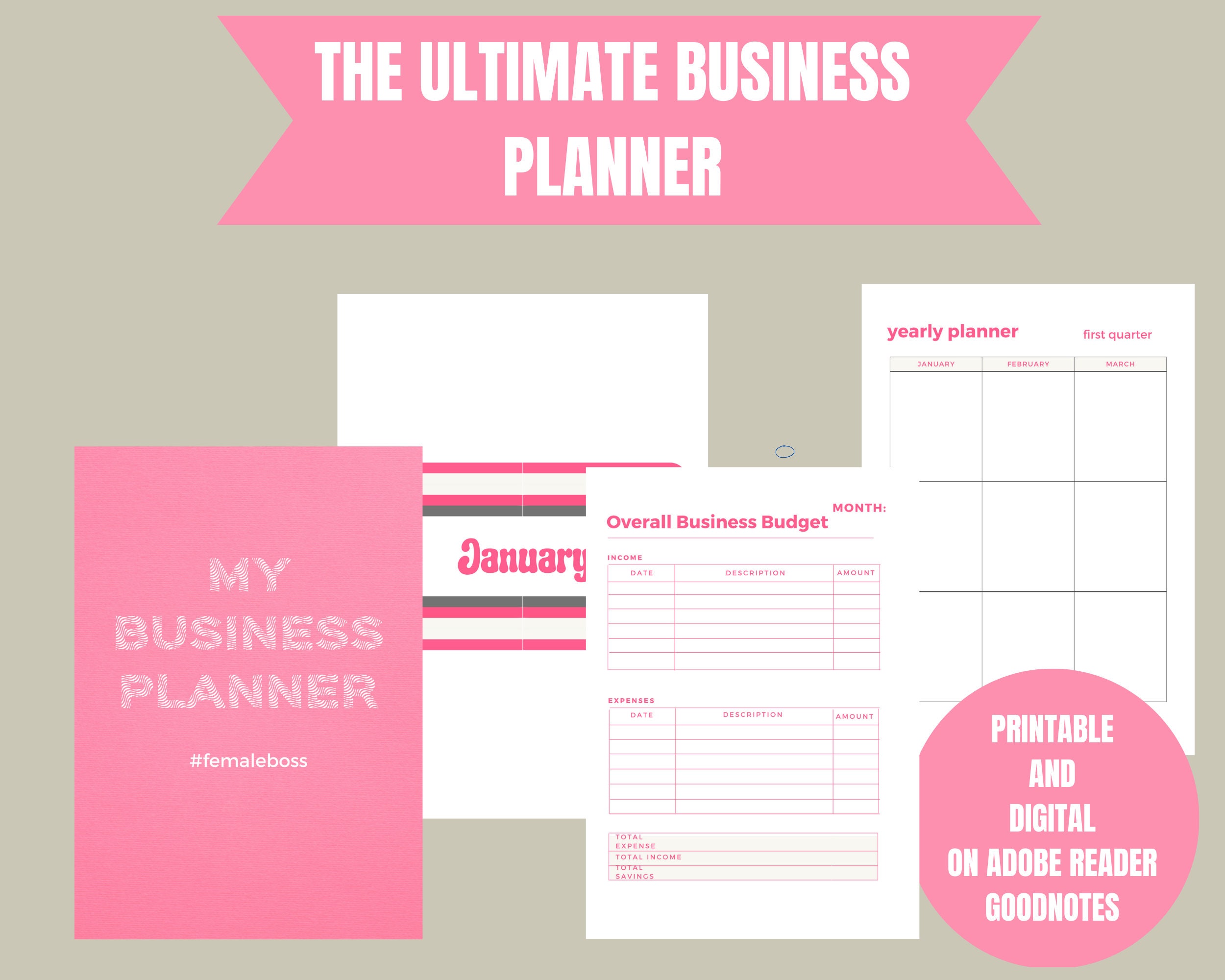 Monthly Business Planner Printables and Digital Use for the - Etsy