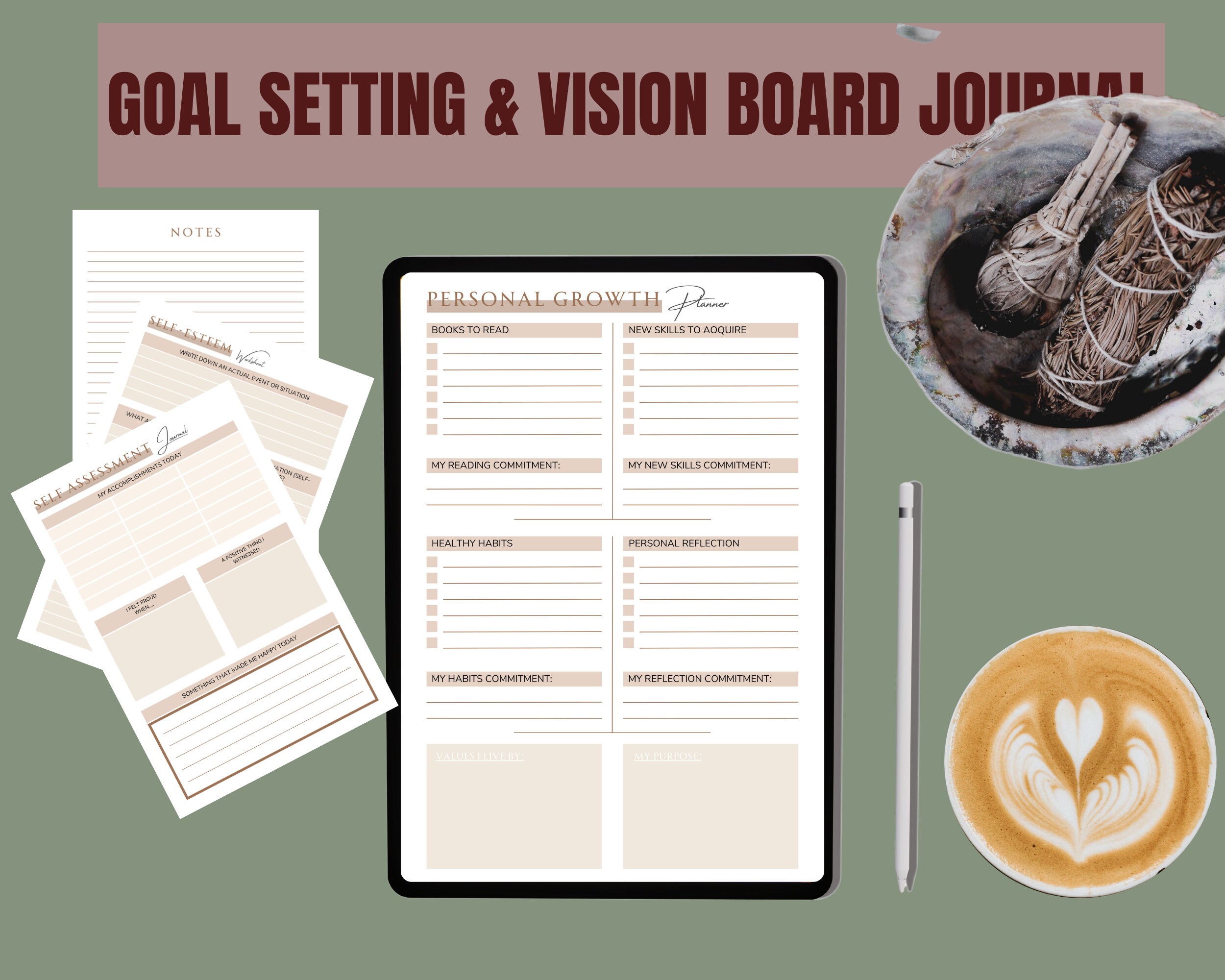 Goal Planner Printable, Goal Setting and Tracker, Productivity Planner ...