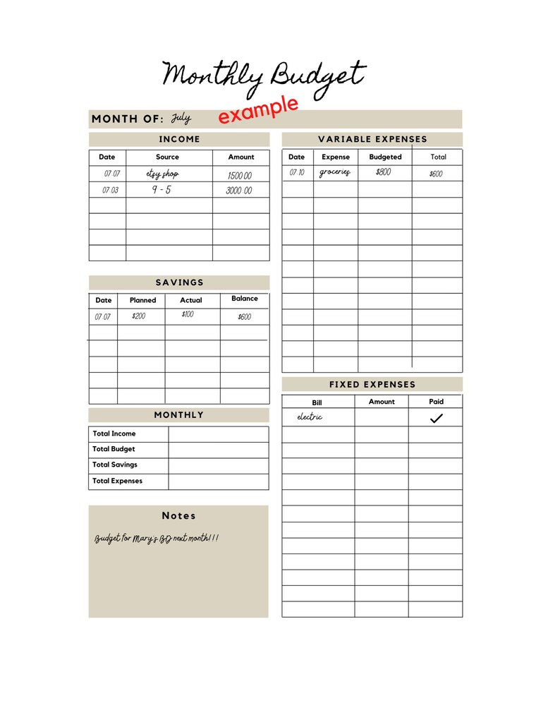 Monthly Budget Planner Printables for the Boss Lady - Entrepreneur ...