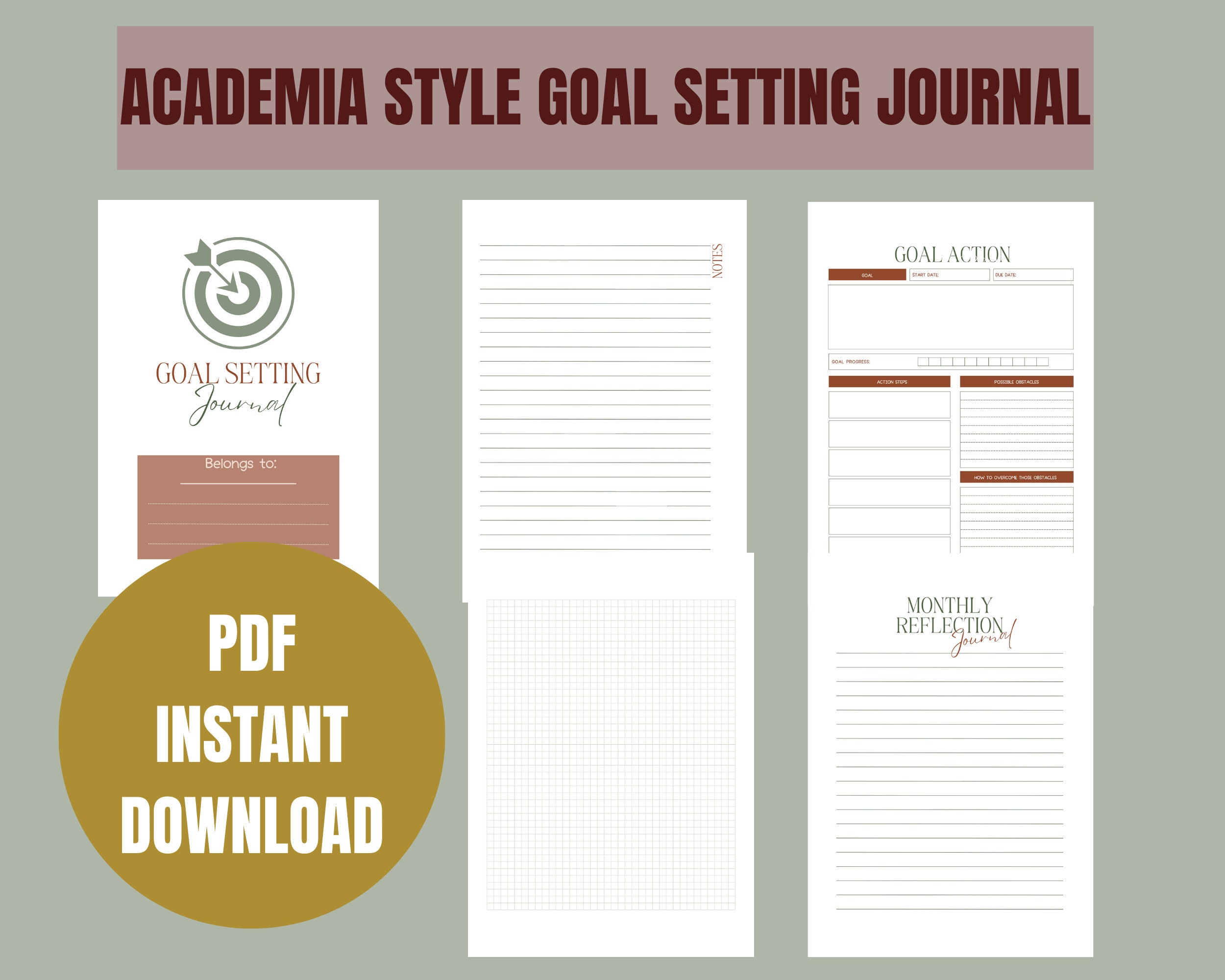 Goal Planner Printable, Goal Setting and Tracker, Productivity Planner ...