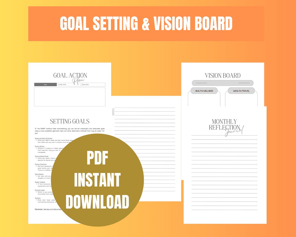 Goal Planner Printable, Goal Setting and Tracker, Productivity Planner ...