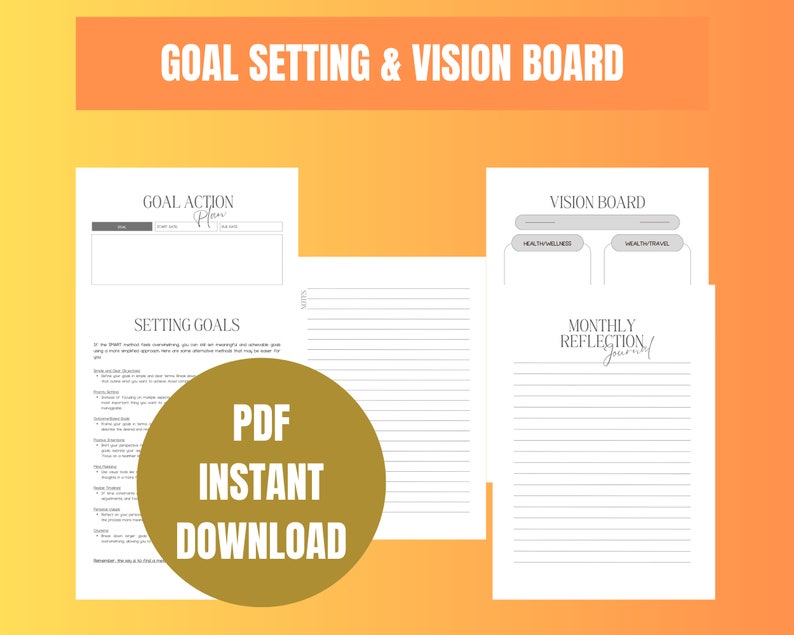 Goal Planner Printable, Goal Setting and Tracker, Productivity Planner ...