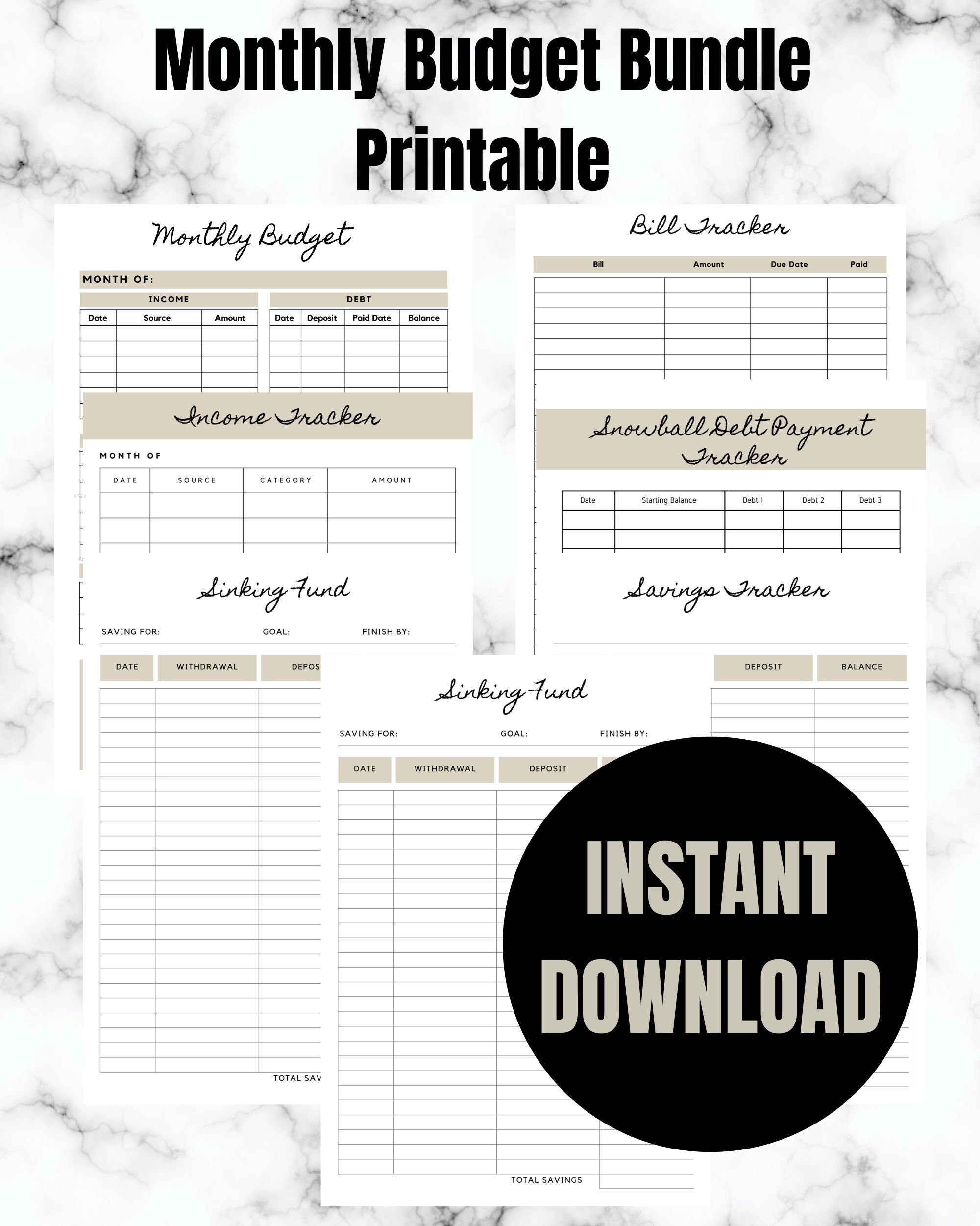 Monthly Budget Planner Printables for the Boss Lady - Entrepreneur ...