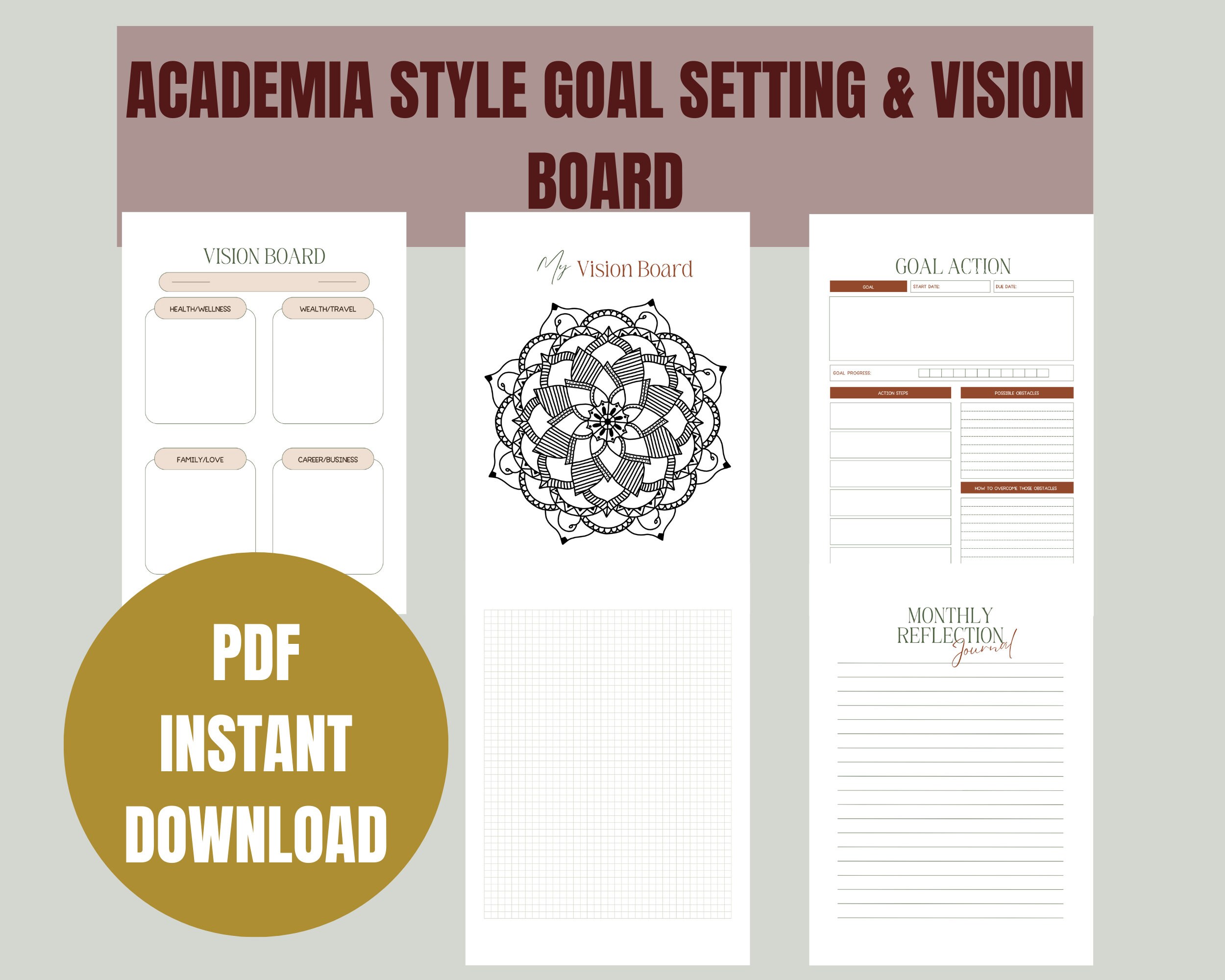 Goal Planner Printable, Goal Setting and Tracker, Productivity Planner ...