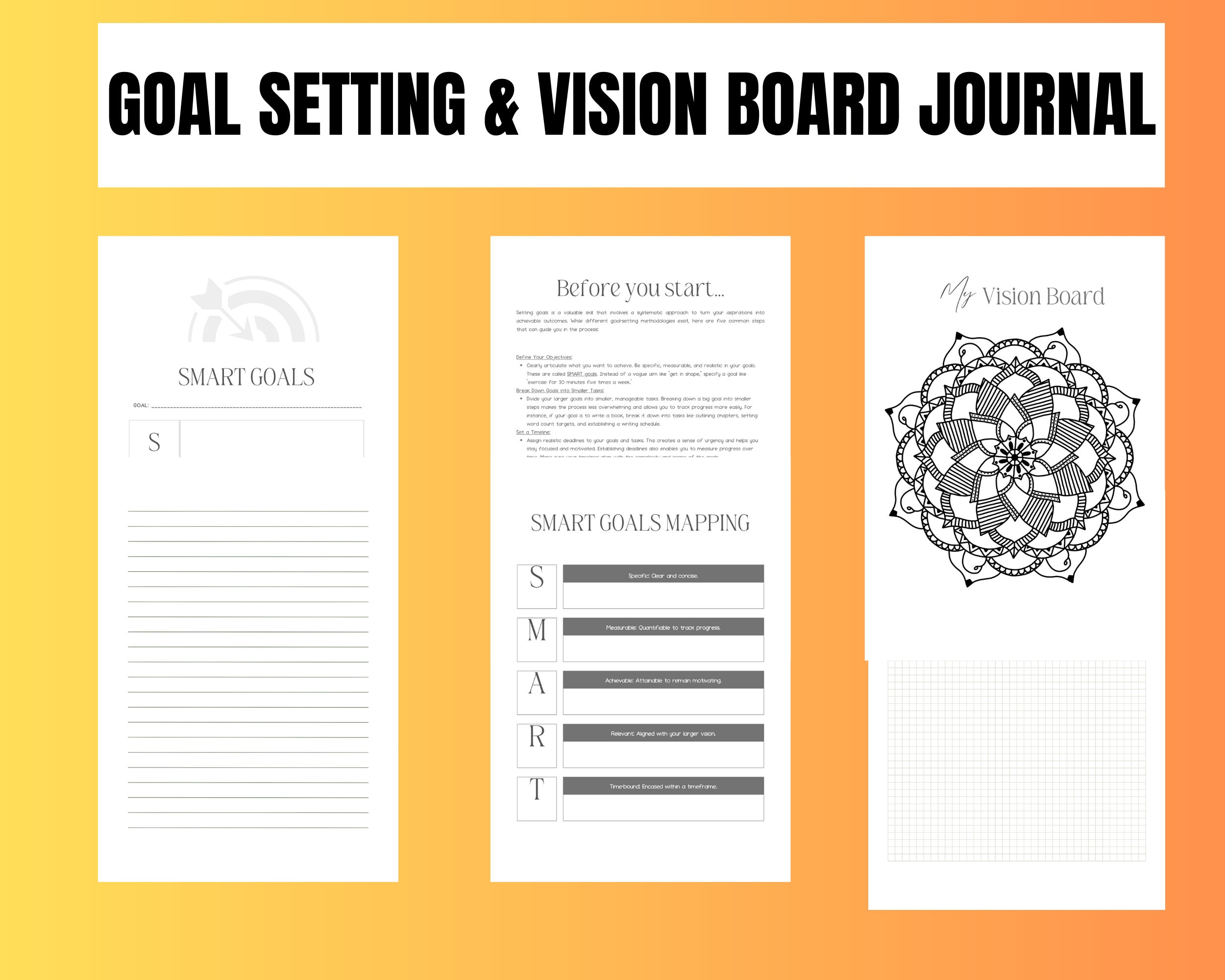 Goal Planner Printable, Goal Setting and Tracker, Productivity Planner ...