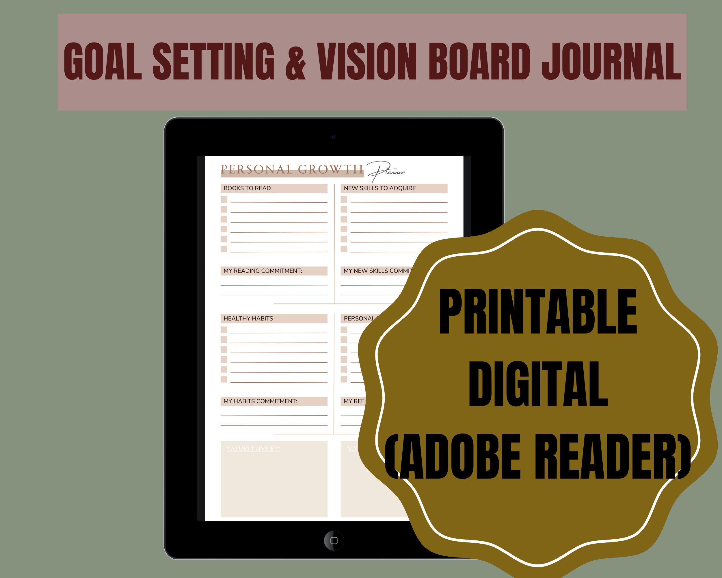 Goal Planner Printable, Goal Setting and Tracker, Productivity Planner ...