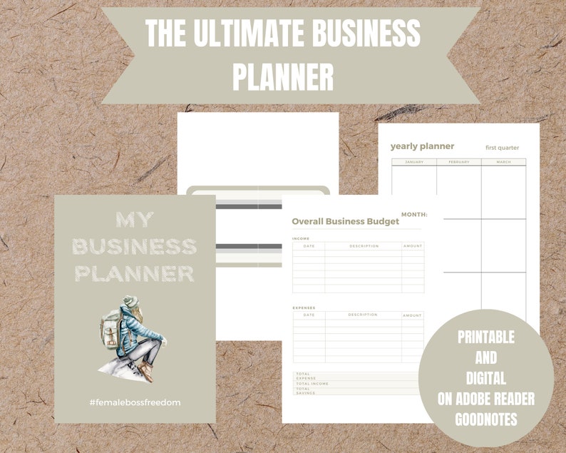 Monthly Business Planner Printables and Digital Use for the Boss Lady ...