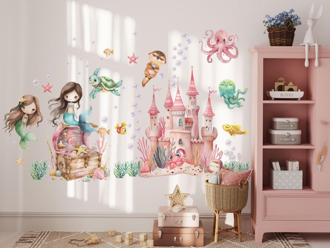 Mermaid Wall Decal, Nursery Wall Decals, Mermaid Wall Stickers, Mermaid ...