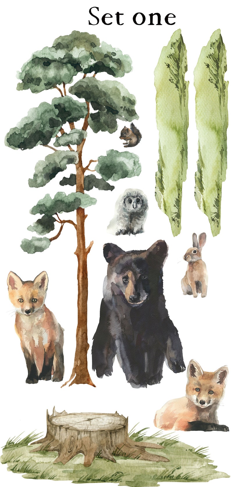 Forest Wall Decals Woodland Wall Decals Forest Decal Fox - Etsy