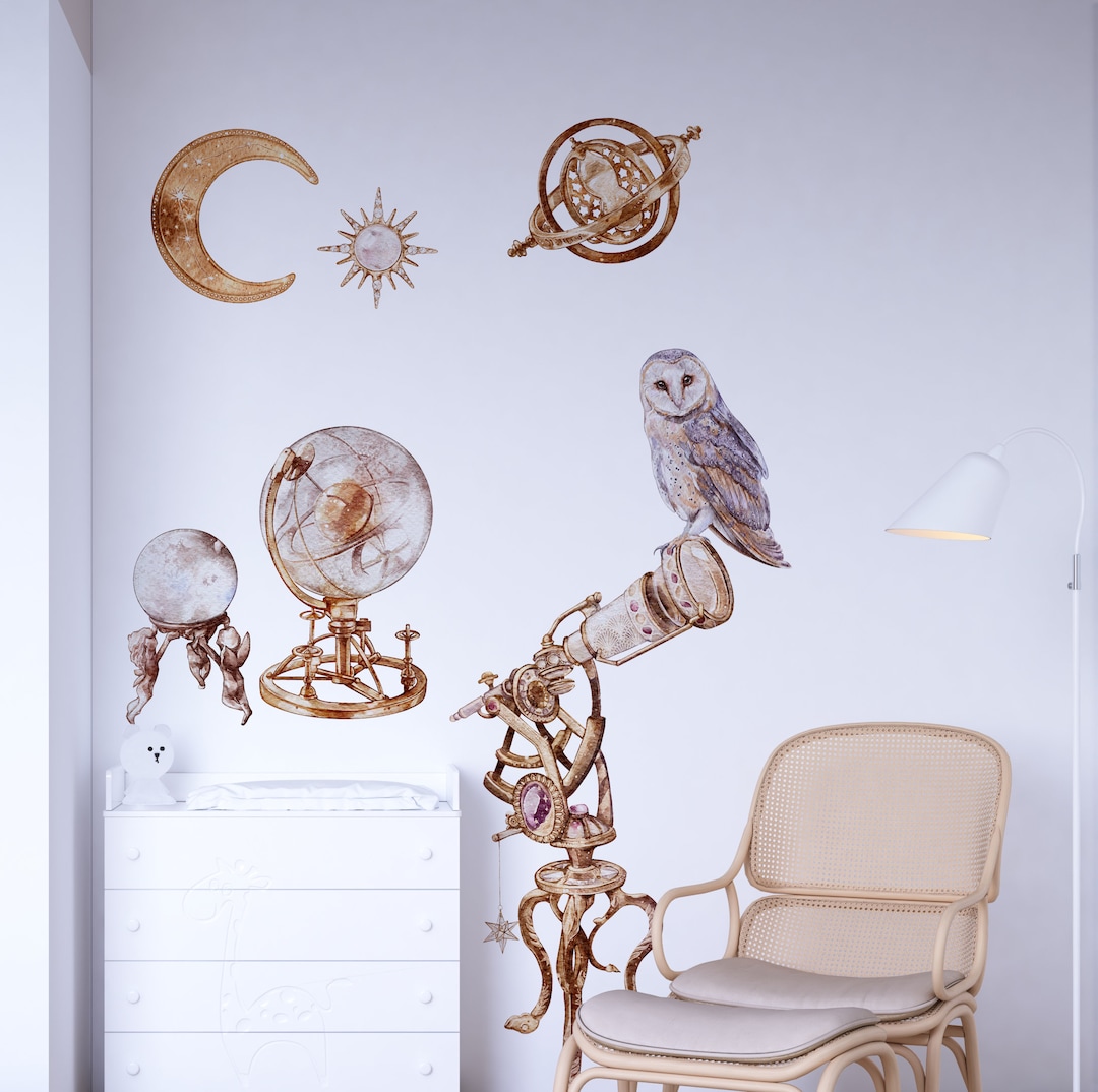 Owl Wall Decal, Wizard Wall Decal, Wizard School,kids Wall Decal, Nursery Wall Decals, Wall ...