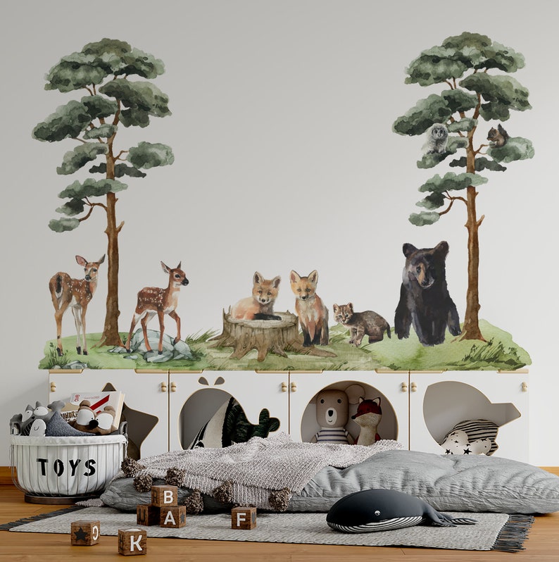 Forest Wall Decals Woodland Wall Decals Forest Decal Fox - Etsy