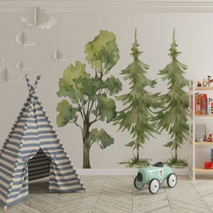 Large Trees Wall Decal, Forest Wall Decal, Large Forest Wall Decal, Kids Wall Decal, Forest Wall ...
