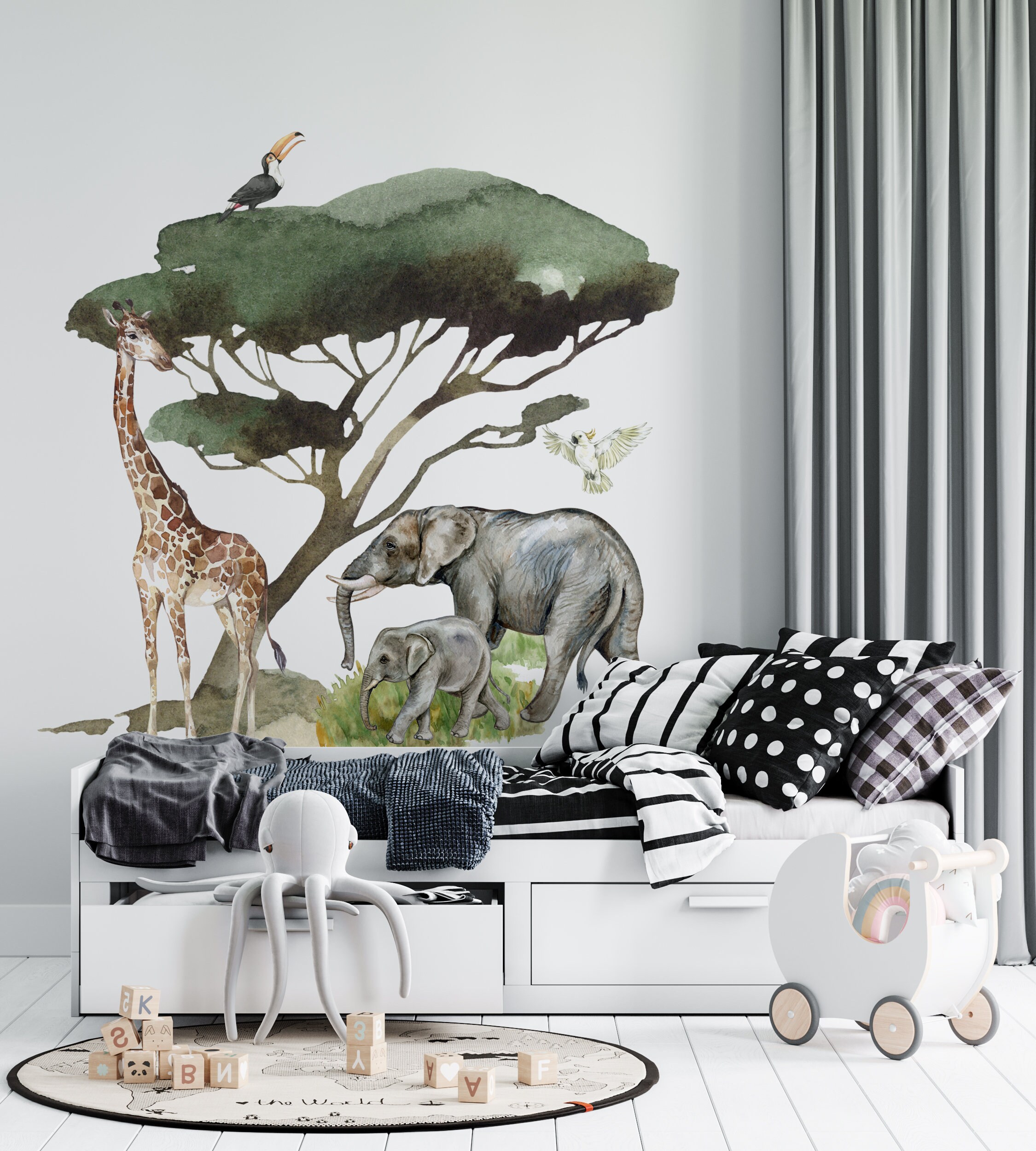 Safari Wall Stickers Jungle Savanna Wall Decal Elephant - Etsy