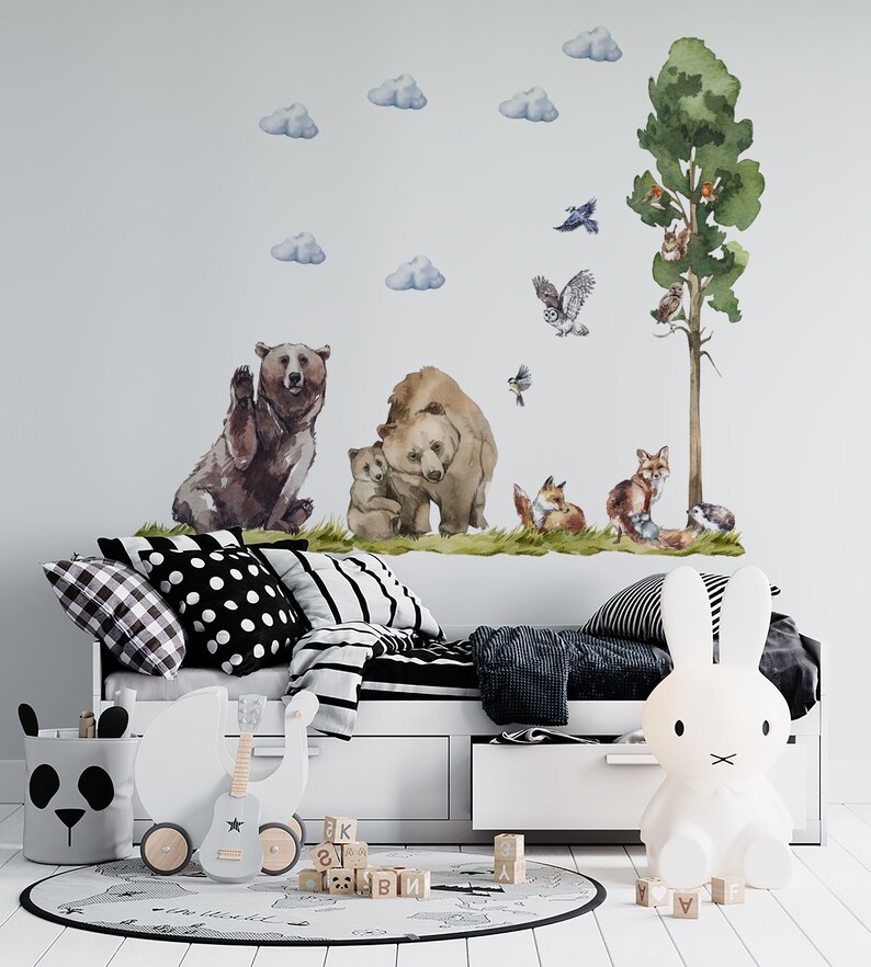 Forest Wall Decals Woodland Wall Decals Forest Decal Fox - Etsy