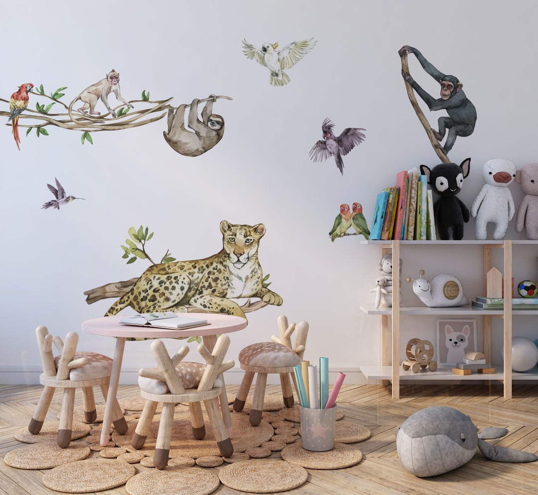Safari Wall Stickers, Safari Wall Decal Big Set, Savanna Wall Decal for ...