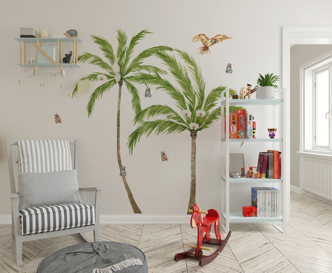 Palm Tree Decal, Palm Tree Watercolor Wall Decal, Nursery Tree Decal ...