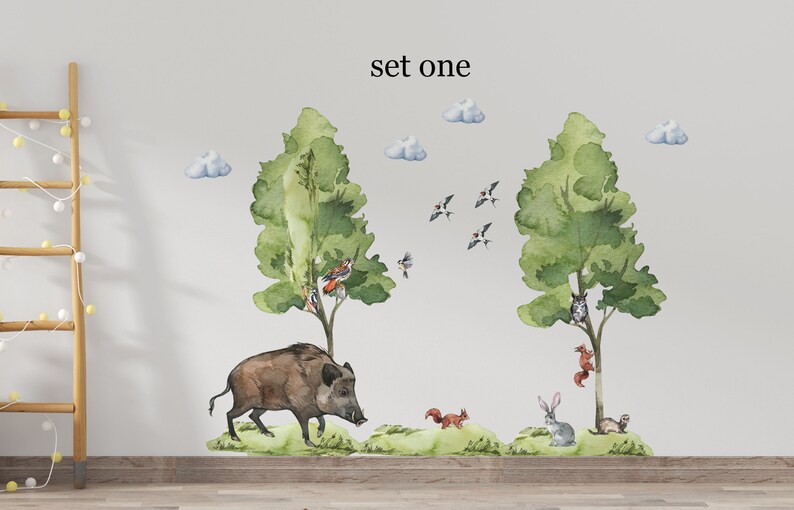 Forest Wall Decals, Woodland Wall Decals, Forest Decal, Fox Decal ...