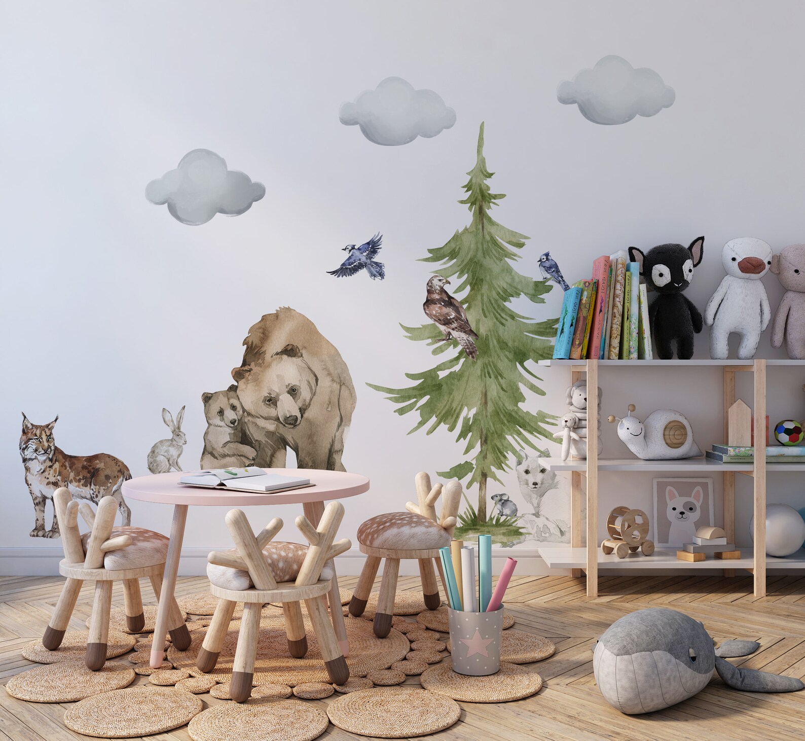 Forest Decal Bear Wall Decal Nursery Woodland Forest Trees - Etsy