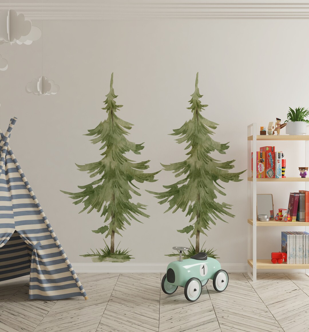 Large Trees Wall Decal, Pine Tree Wall Decal, Forest Wall Decal, Large ...