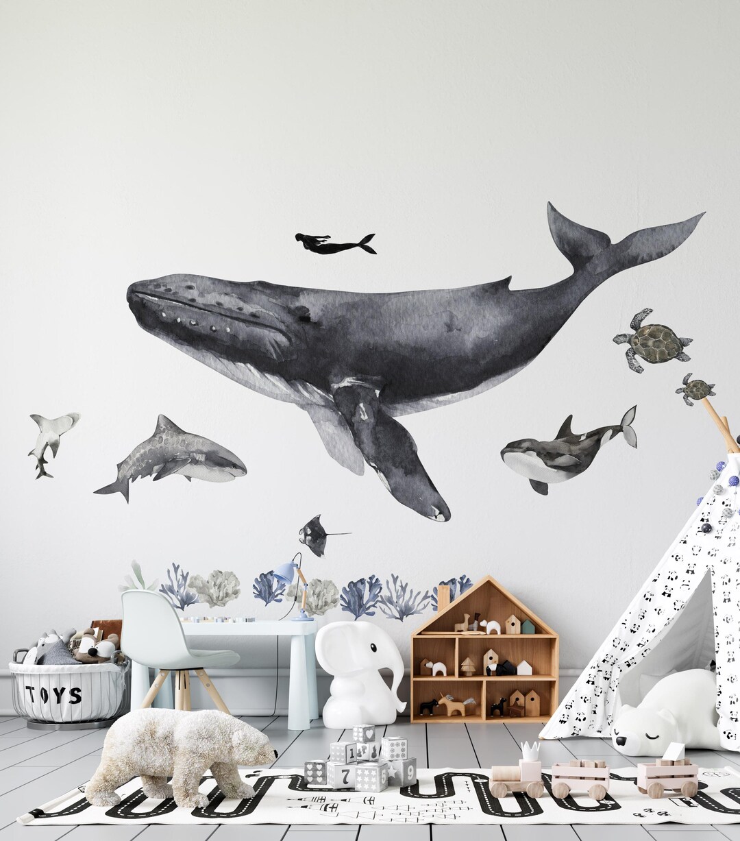 Ocean Animals Decals Sea Animals Wall Sticker, Whale Wall Decals, Wall ...
