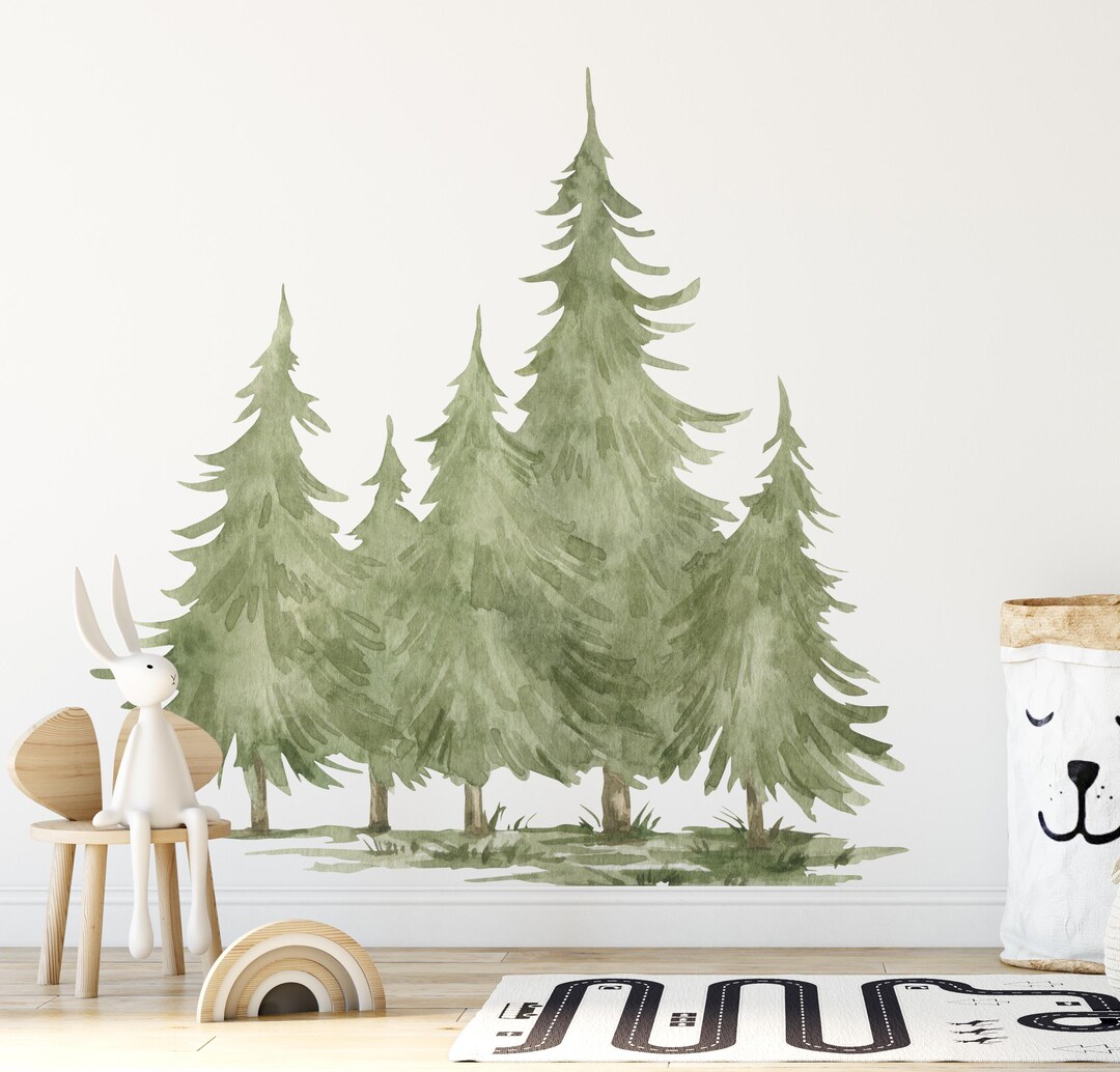 Nature Wall Decal, Woodland Wall Decal, Tree Mural, Tree Silhouette ...