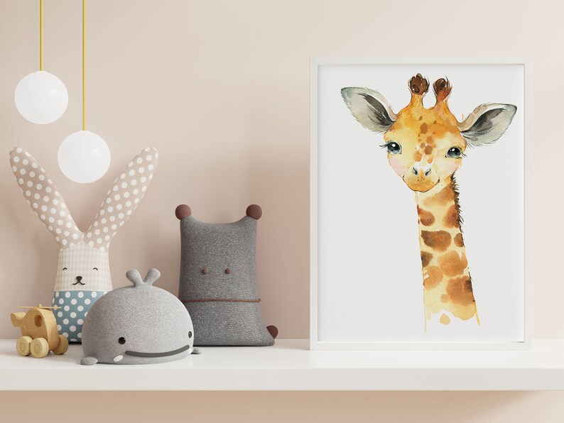 Digital Giraffe SAFARI Wall Poster for Kids, Forest Nursery Prints ...