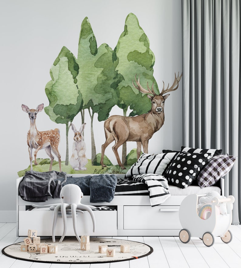 Forest Wall Decals Woodland Wall Decals Forest Decal - Etsy