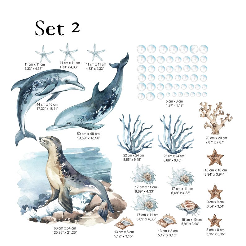 Sea World Ocean Wall Decal for Kids Room, Wall Stickers for Nursery ...